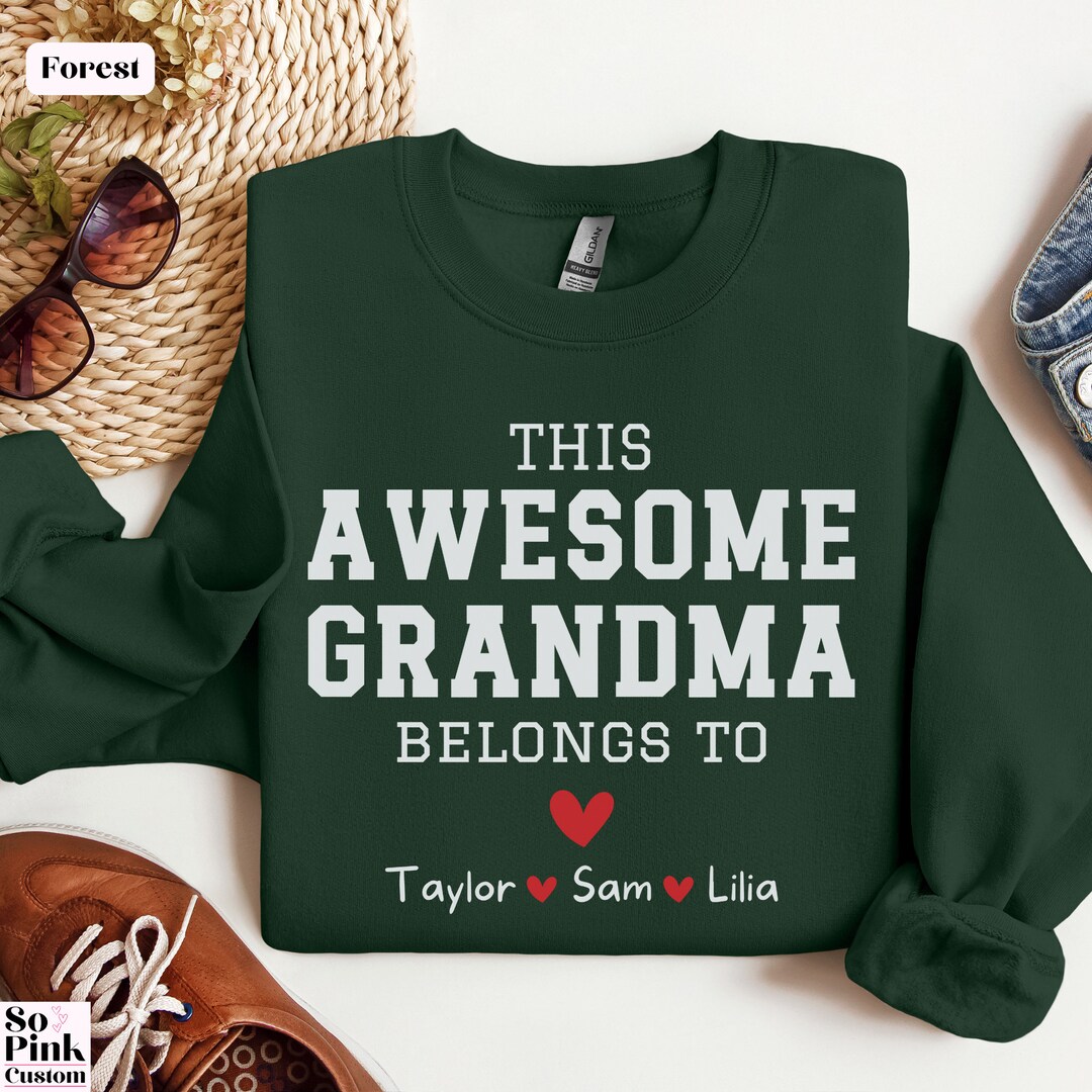 Custom Grandma Sweatshirt With Kids Names, Personalized Grandma Sweater ...