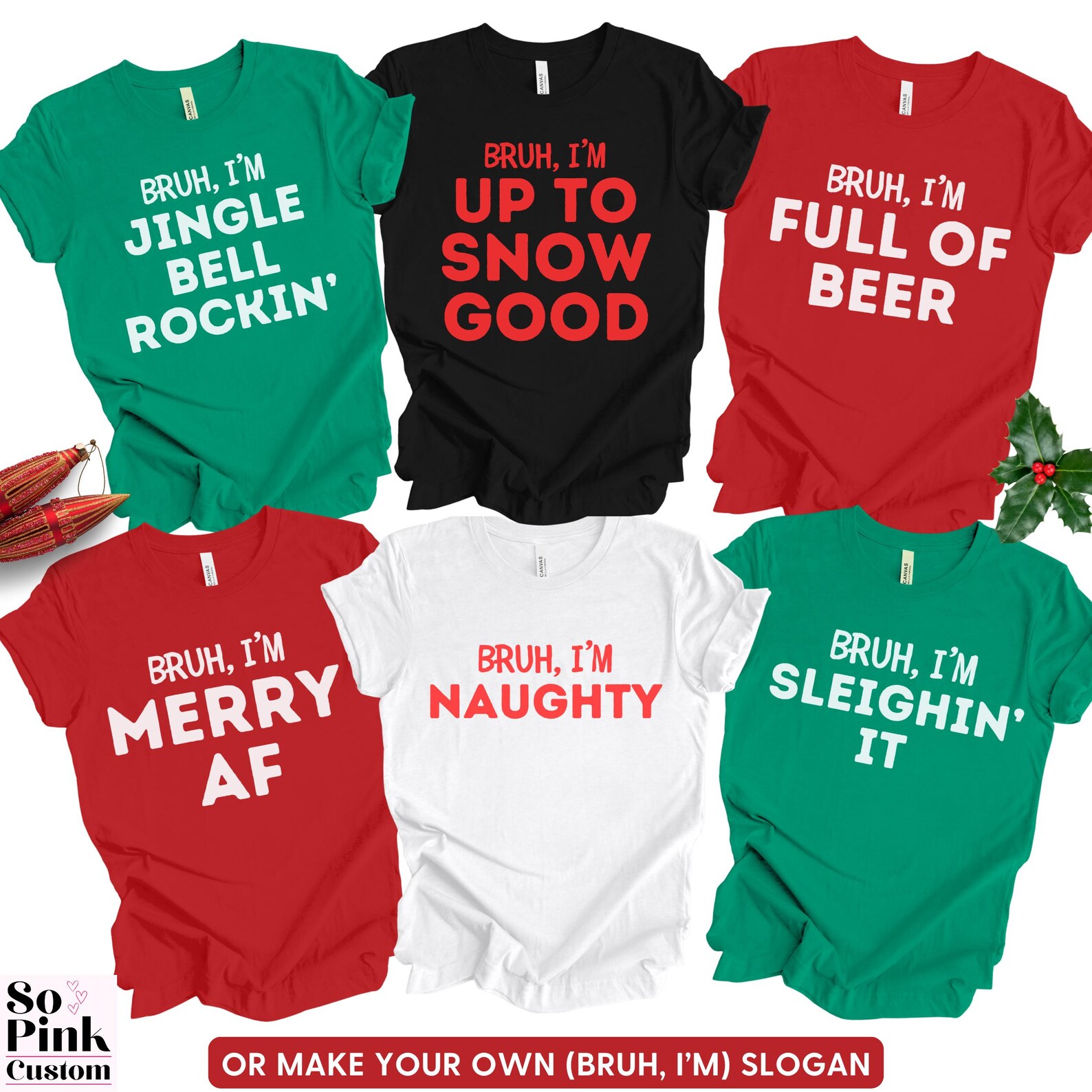 Custom Bruh Matching Christmas Group Shirts, Funny Group Christmas ...