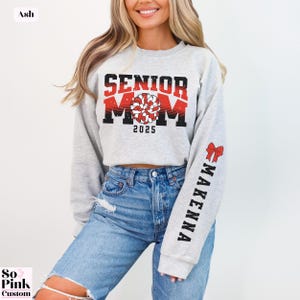Senior Cheer Mom Sweatshirt With Name on Sleeve, Senior Cheer Mom Shirt ...