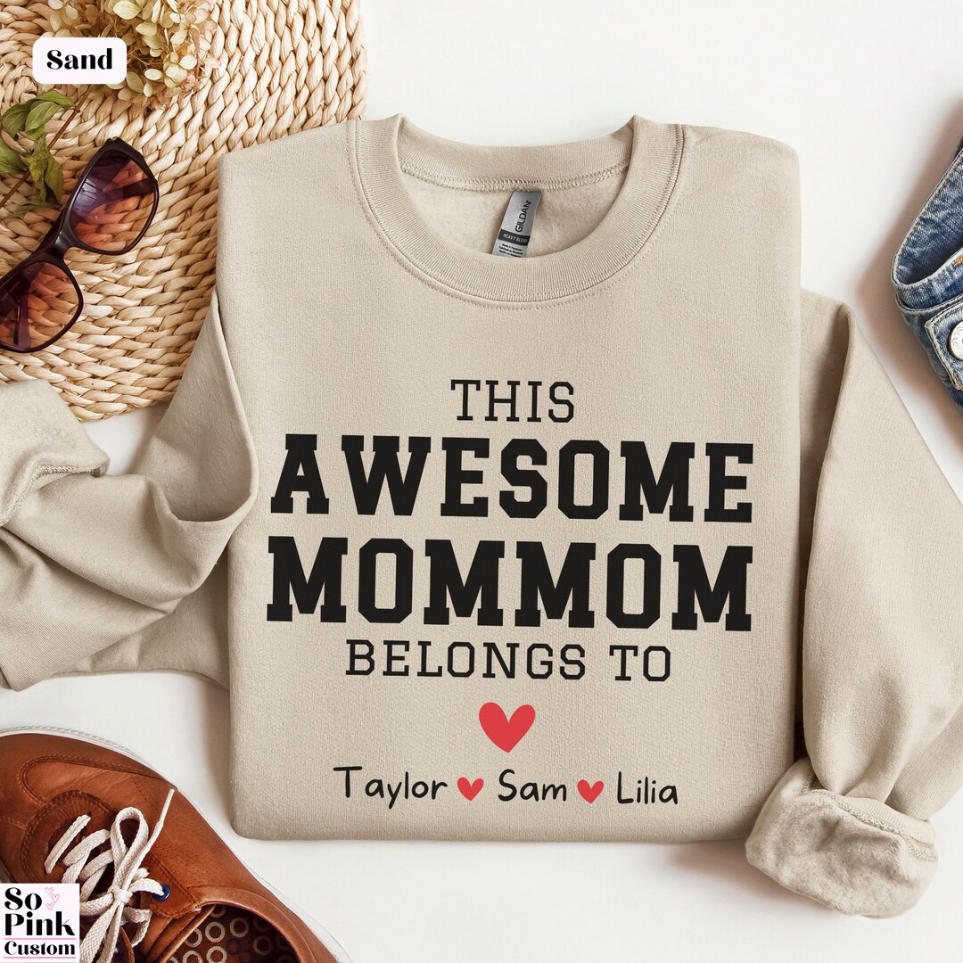 Custom Mommom Sweatshirt With Grandkids Names, Personalized Mommom Gift ...