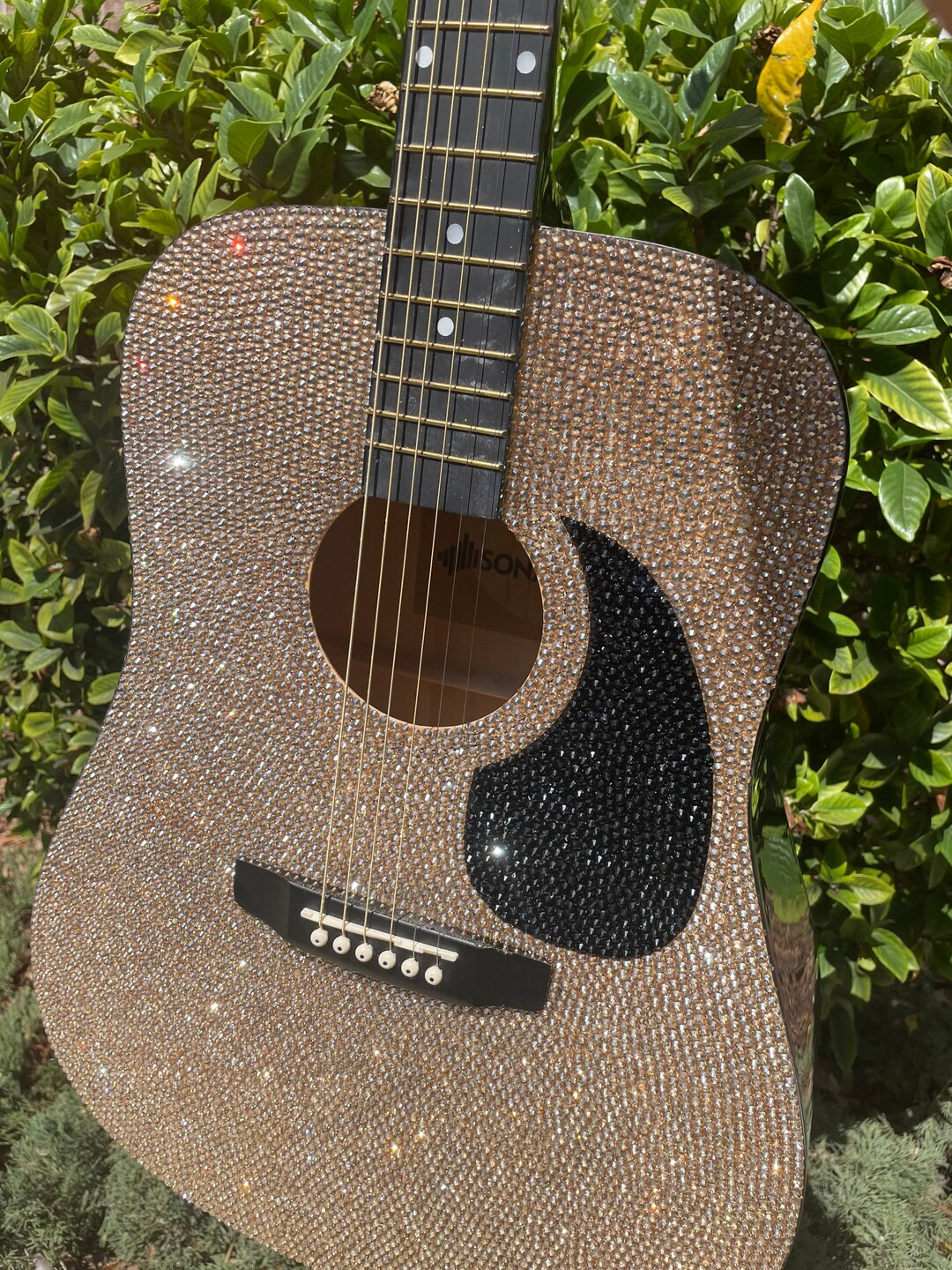 Custom Bling Acoustic Guitar - Handcrafted Rhinestone Guitar - Unique ...