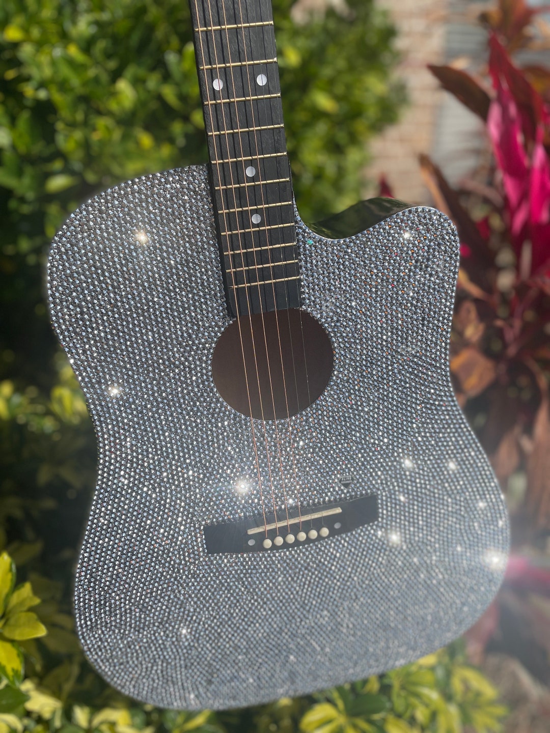 Custom Bling Acoustic Guitar Handcrafted Rhinestone Guitar Unique ...