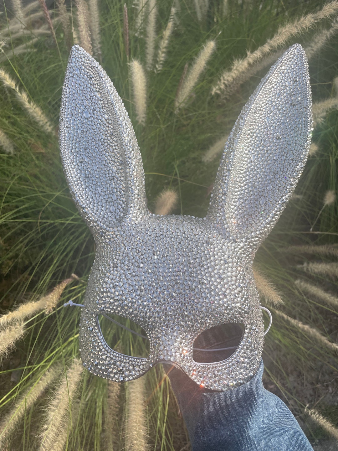 Bling Bunny Mask - Sparkling Rhinestone Rabbit Mask - Rhinestone ...