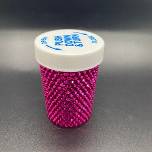 Custom Bling Pill Bottle - Rhinestone Decorated Medication Bottle ...
