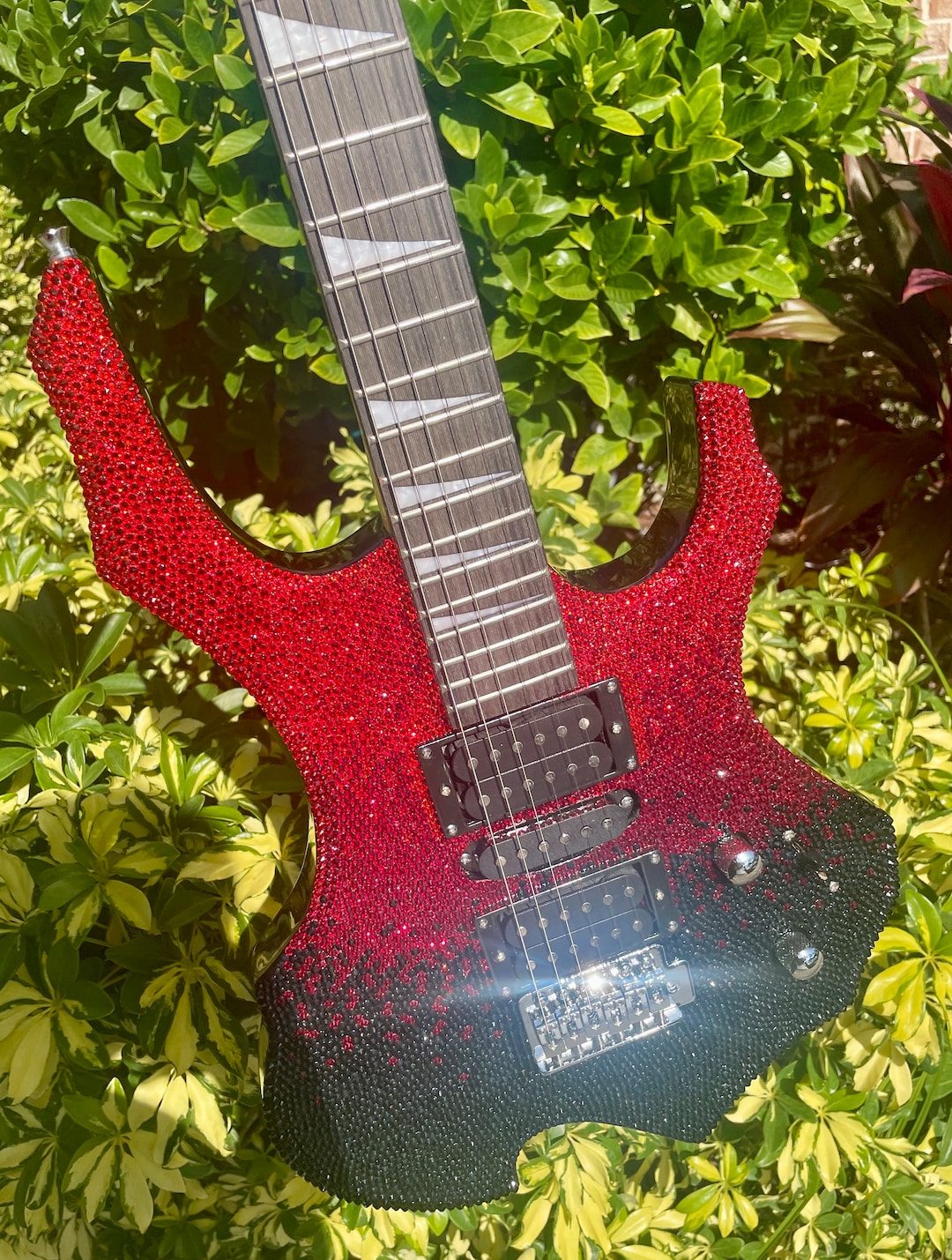 Bling Guitar, Handmade Rhinestone Decorated Guitar - Custom Electric ...