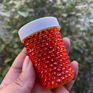 Custom Bling Pill Bottle - Rhinestone Decorated Medication Bottle ...