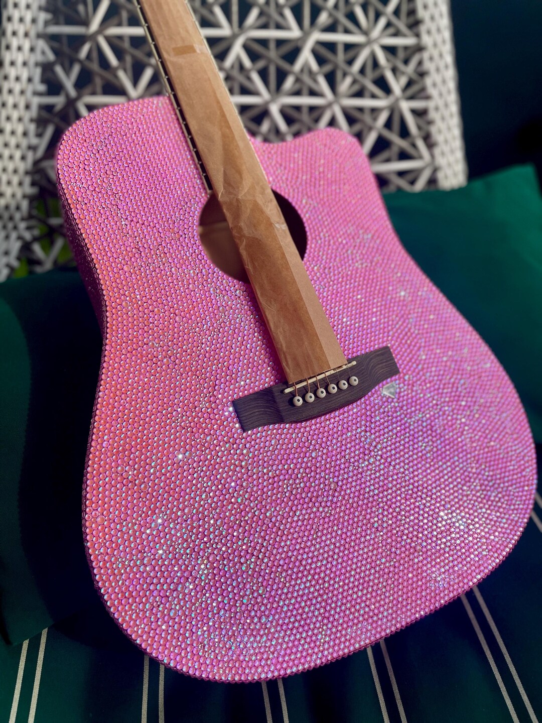 Custom Bling Acoustic Guitar - Handcrafted Rhinestone Guitar - Unique ...