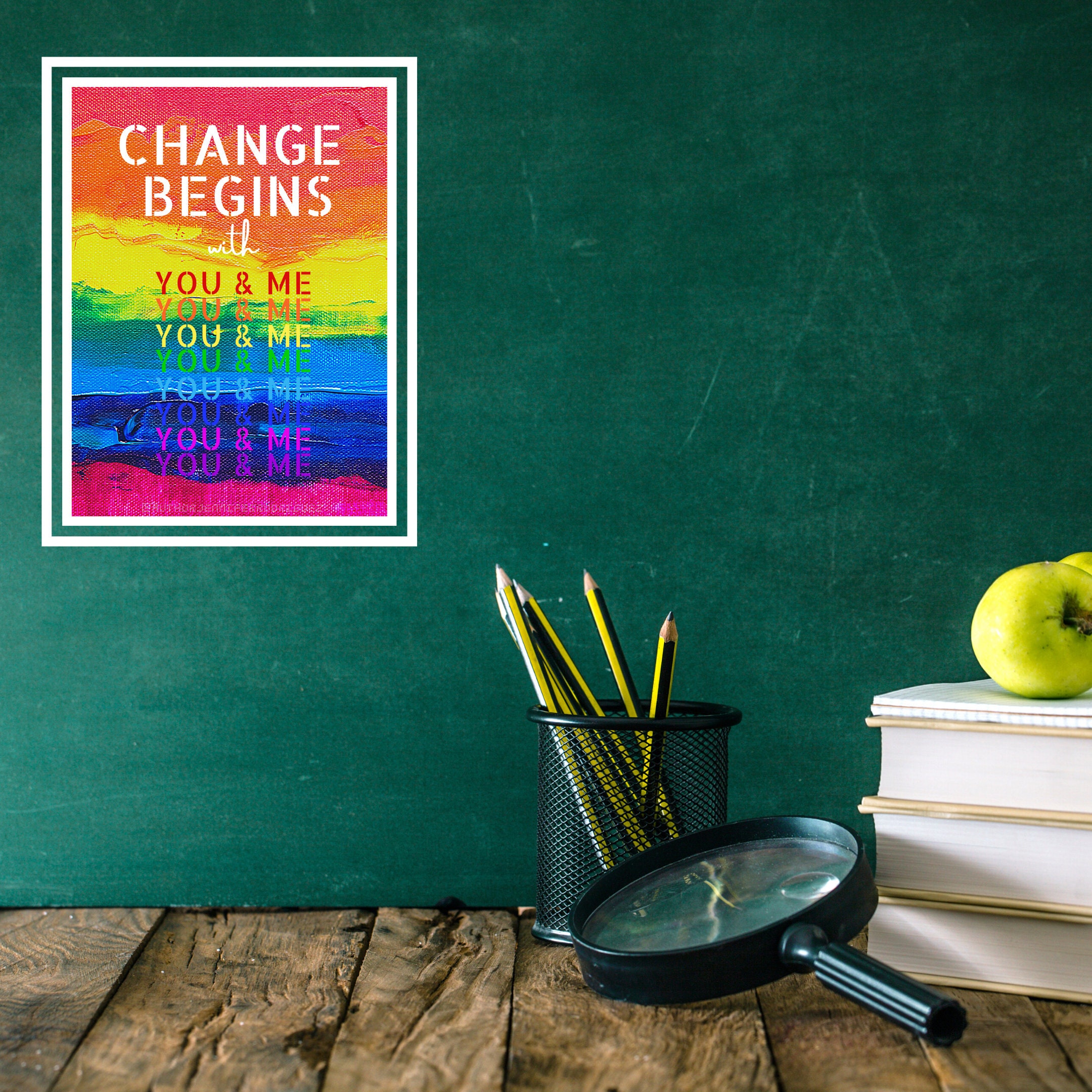 Change Begins With You and Me Digital Rainbow Paint Print - Etsy
