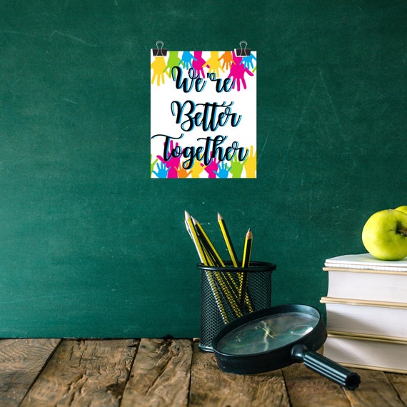 We're Better Together Rainbow Hands Poster Digital | Etsy