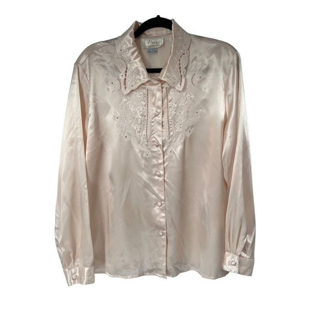 Vintage Pink Satin Button up Blouse - Etsy