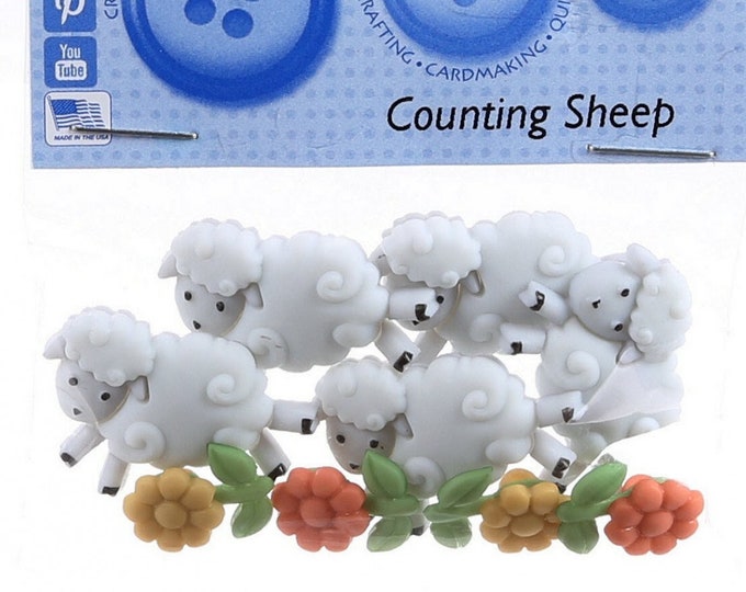Counting Sheep Button Pack - 9 Piece Button Pack From Dress It up - #5798 - Assorted Shank ...