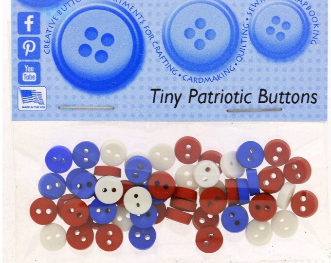 Tiny Patriotic Red White & Blue Button Pack - 40 Piece Button Pack From ...