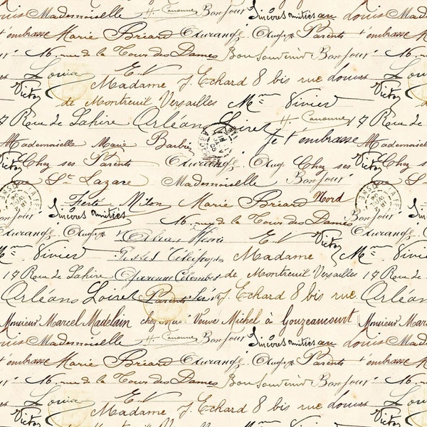French Script Fabric - Etsy UK