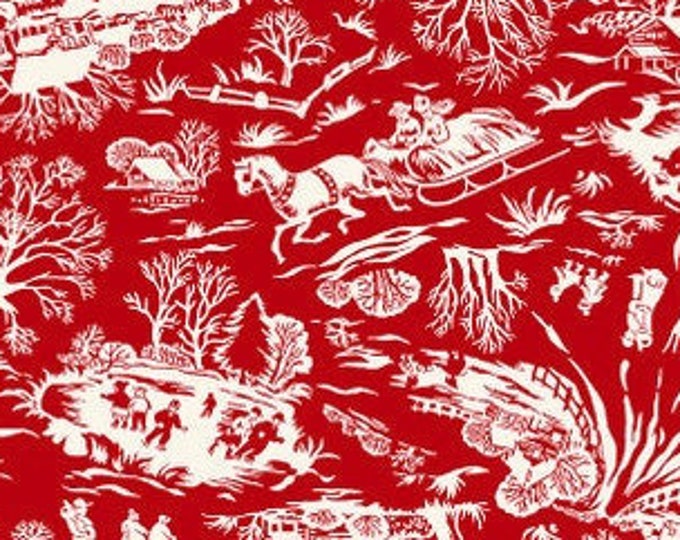 Winter Scene Toile Quilt Cotton Fabric From Winter in Snowtown by Stacy ...