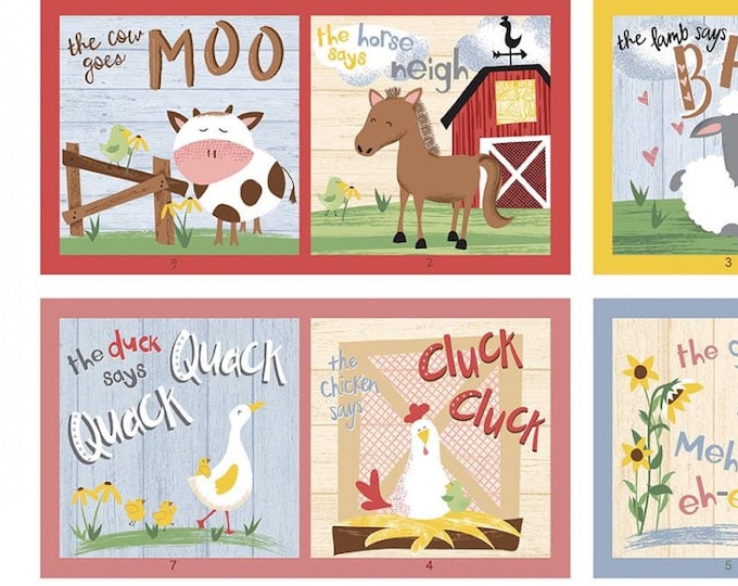 Farm-tastic Animal Friends Soft Book Cotton Fabric Panel by Sweet Cee ...