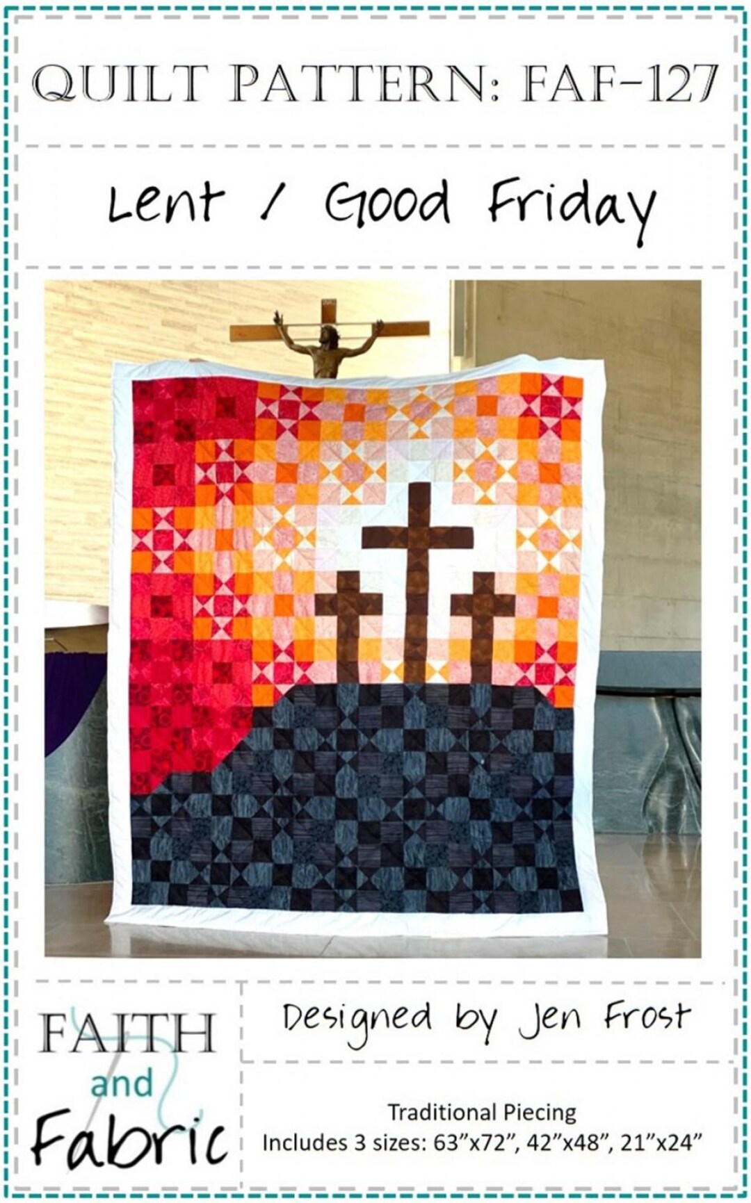 Lent Good Friday Cross Quilt Pattern by Jen Frost of Faith and Fabric # ...