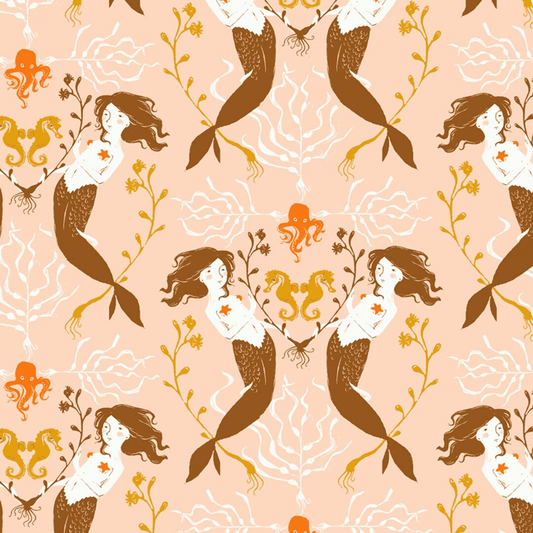 Mermaids on Blush Quilt Cotton Fabric From Heather Ross 20th ...