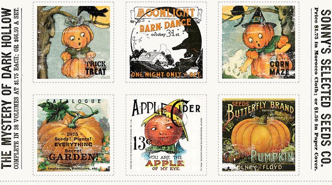 Large Pumpkin Patch Quilt Cotton Fabric Panel From Pumpkin Patch by J ...