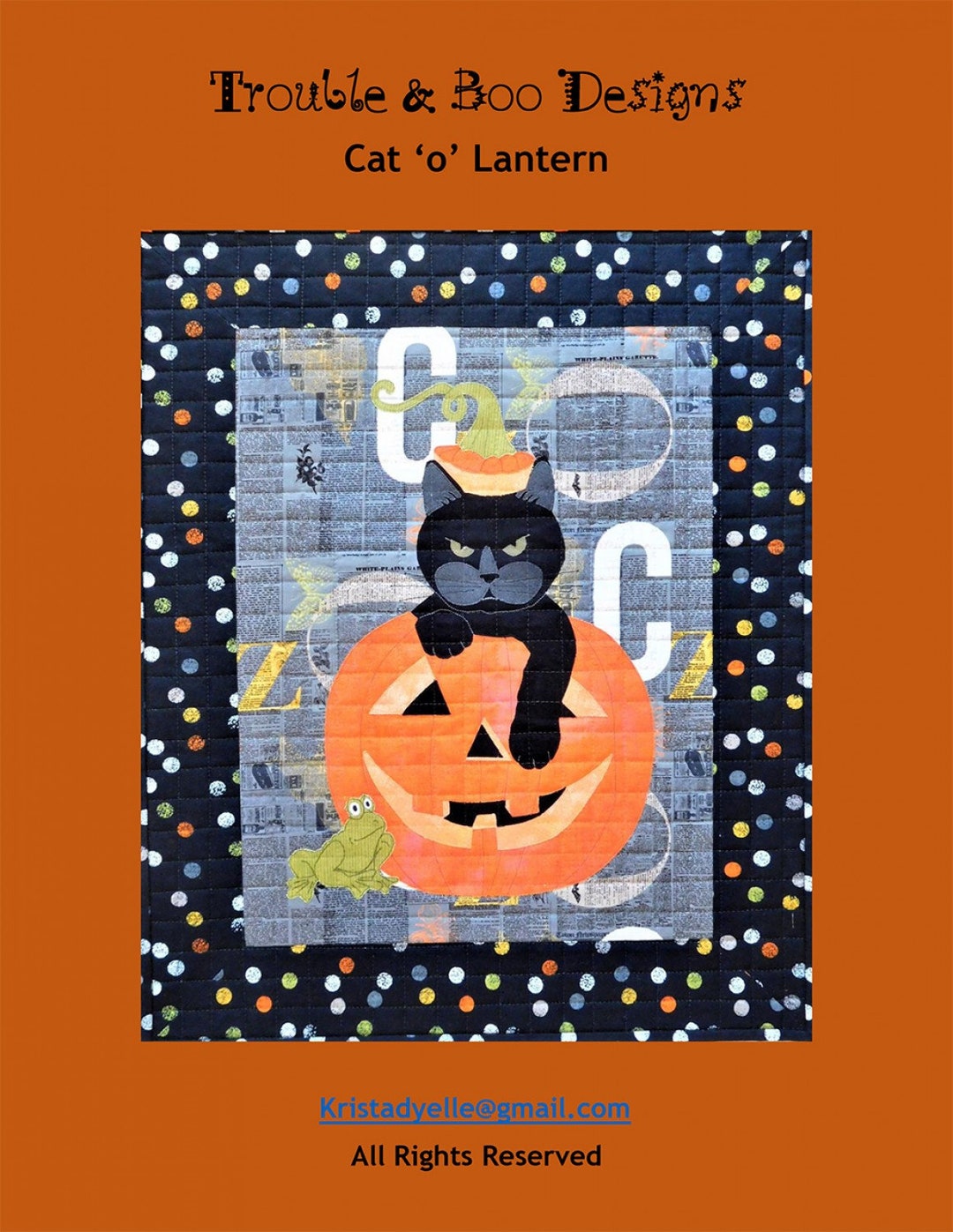 Cat O' Lantern Halloween Wallhanging Pattern by Krista Dyelle From ...