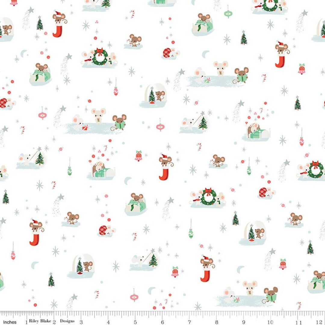 Not Even a Mouse White Sparkle Quilt Cotton Fabric From Twas by Jill ...