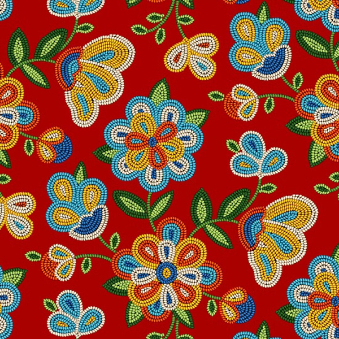 Beaded Floral Red Quilt Cotton Fabric From Tucson Collection by ...