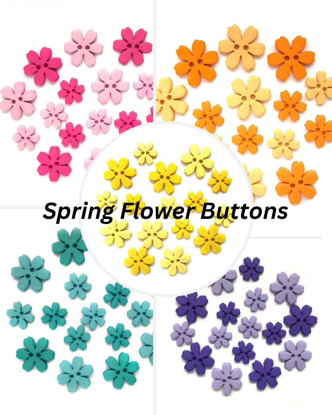 Spring Flower Button Packs From Buttons Galore & More - 2 Hole Plastic ...