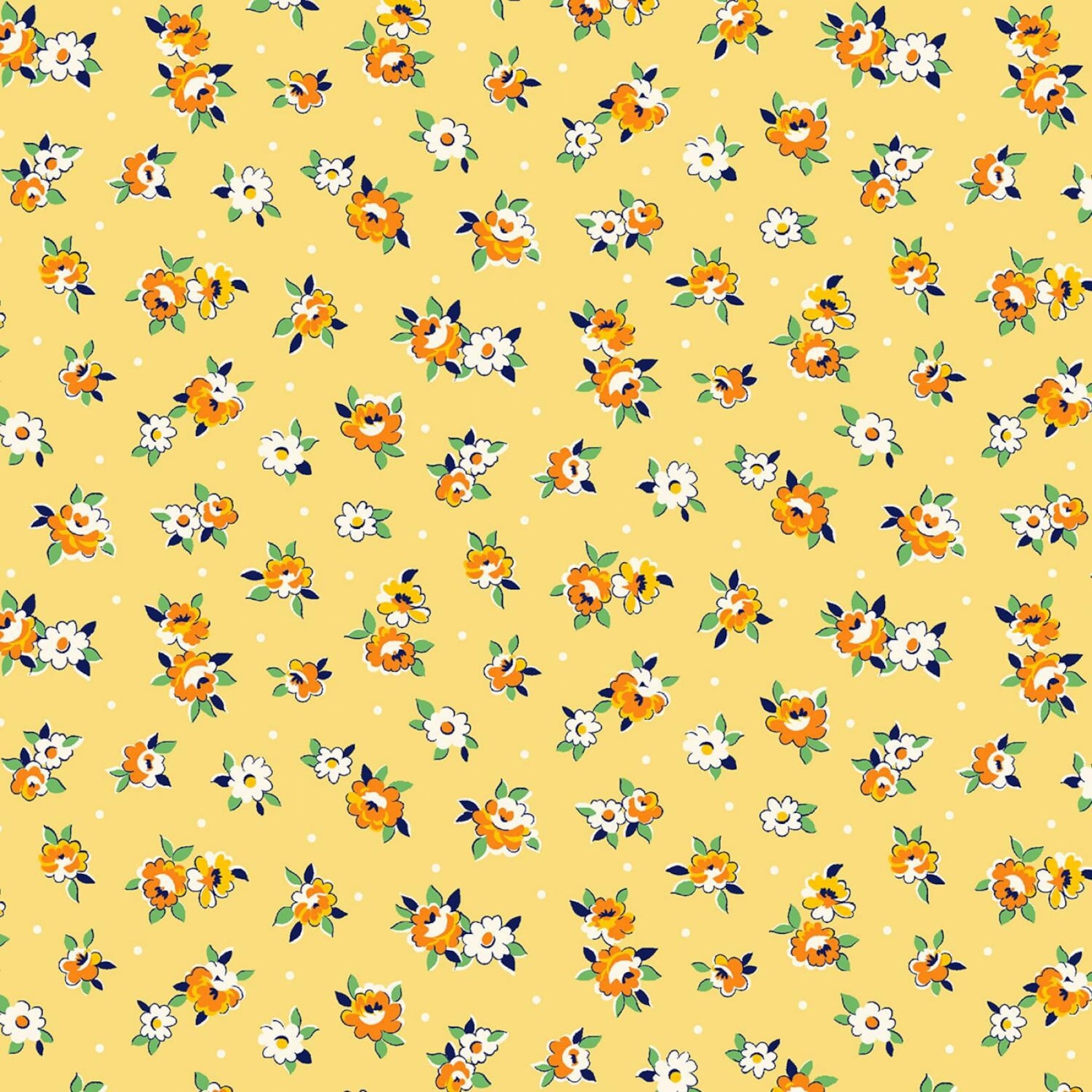 Tossed Flowers Quilt Cotton Fabric From Aunt Grace Garden Variety by ...
