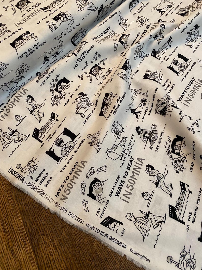 How to Beat Insomnia White Quilt Cotton Fabric From Insomnia by MMF ...
