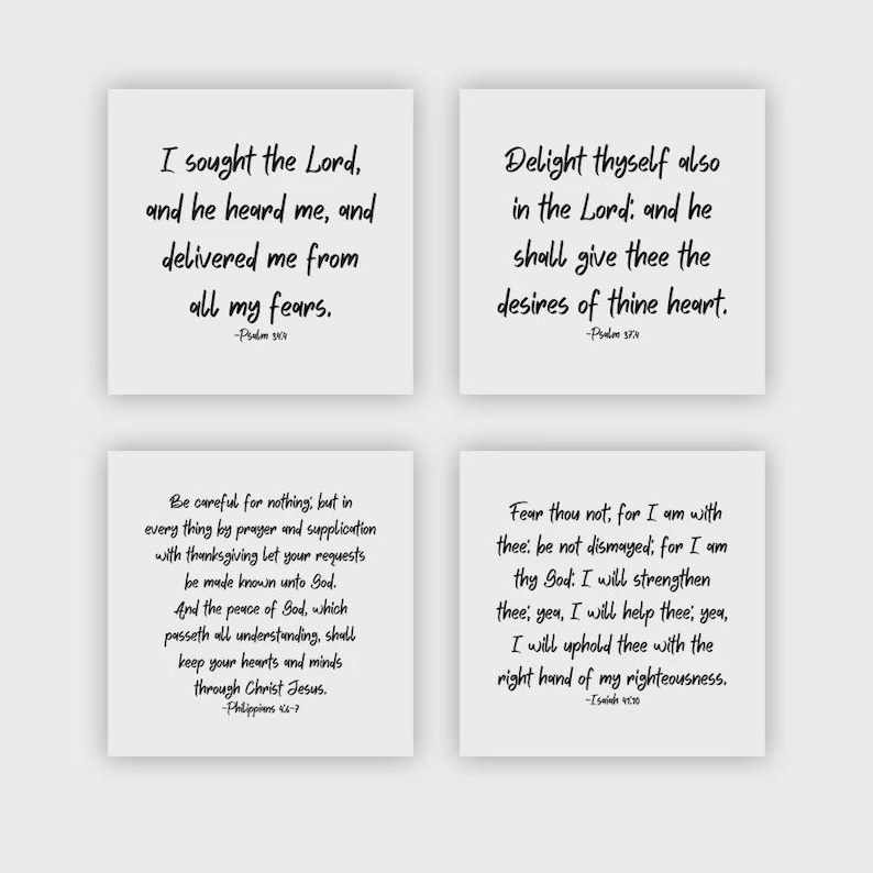 Set of 10 Bible Verses Cotton Fabric Squares - Religious Scriptures ...