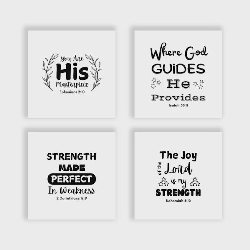 Set of 20 Bible Verses Cotton Fabric Squares - Religious Scriptures ...