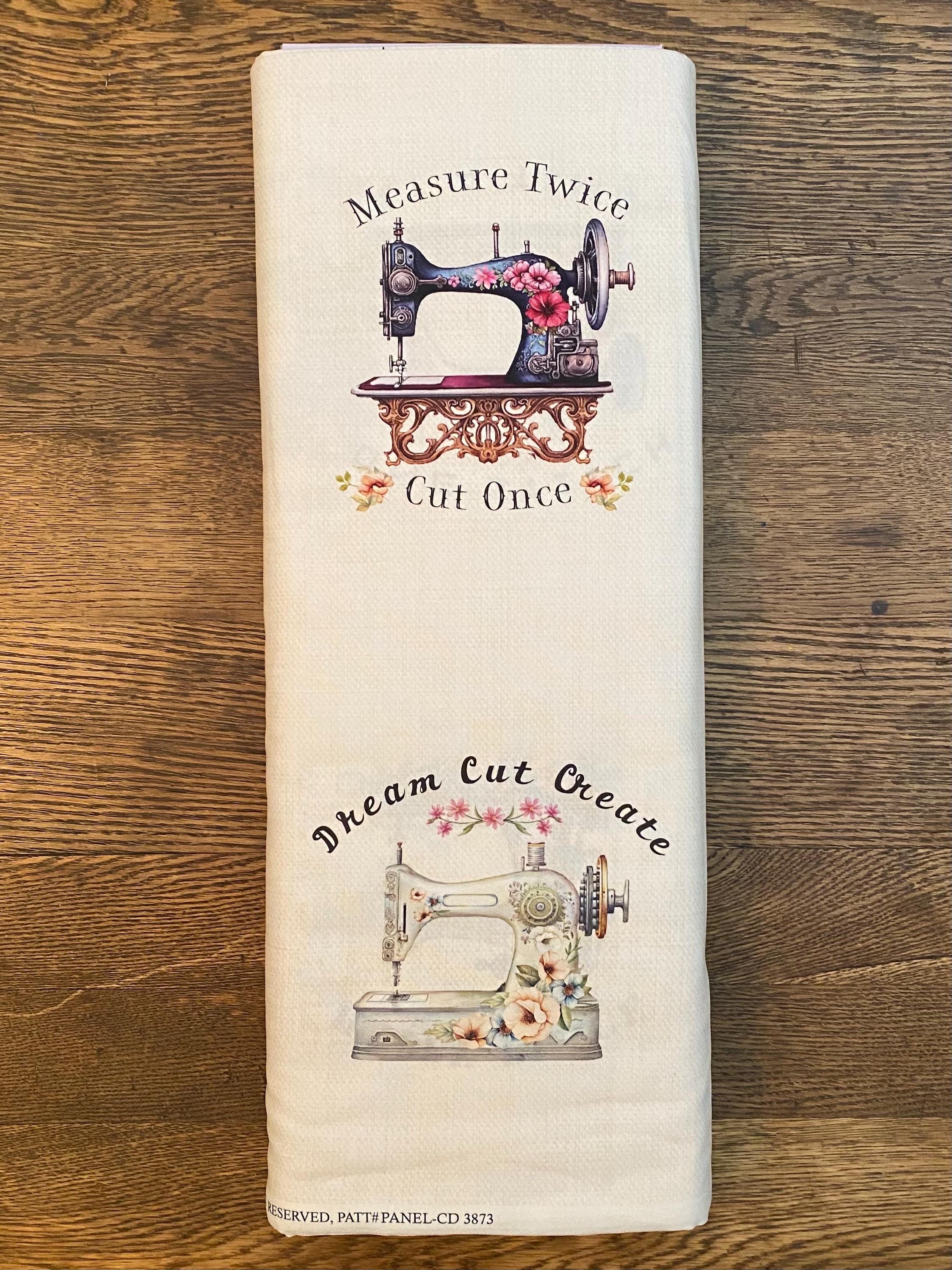 24"x44" Happy Place Cotton Fabric Panel With 8 Sewing Machine Blocks ...