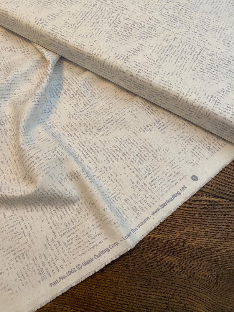 White Newspaper Print Quilting Cotton Fabric From Lower the Volume by ...