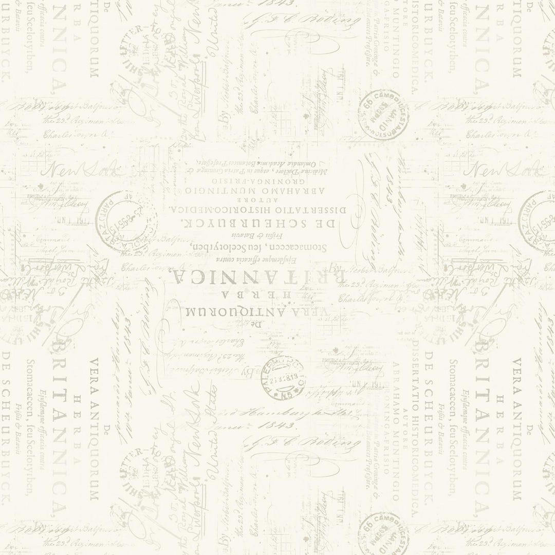 Cream Script Writing Texture Quilt Cotton Fabric From Garden Grace by ...