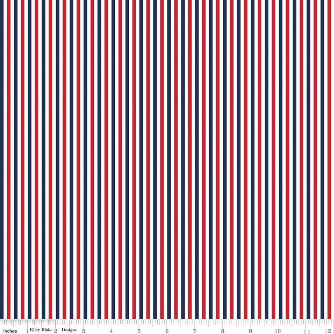 1/8" Red White & Blue Patriotic Stripe Cotton Fabric - Riley Blake ...