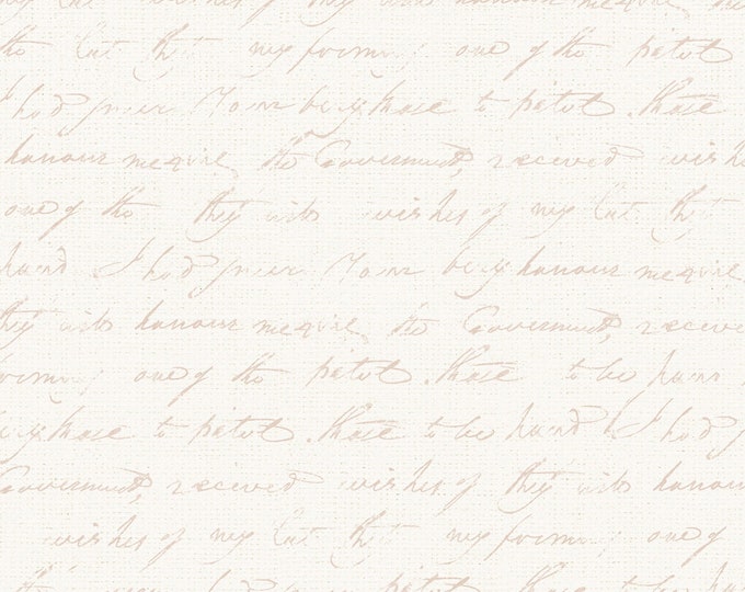 Cream Script Writing Text Quilting Cotton Fabric From Petal Bouquet by ...