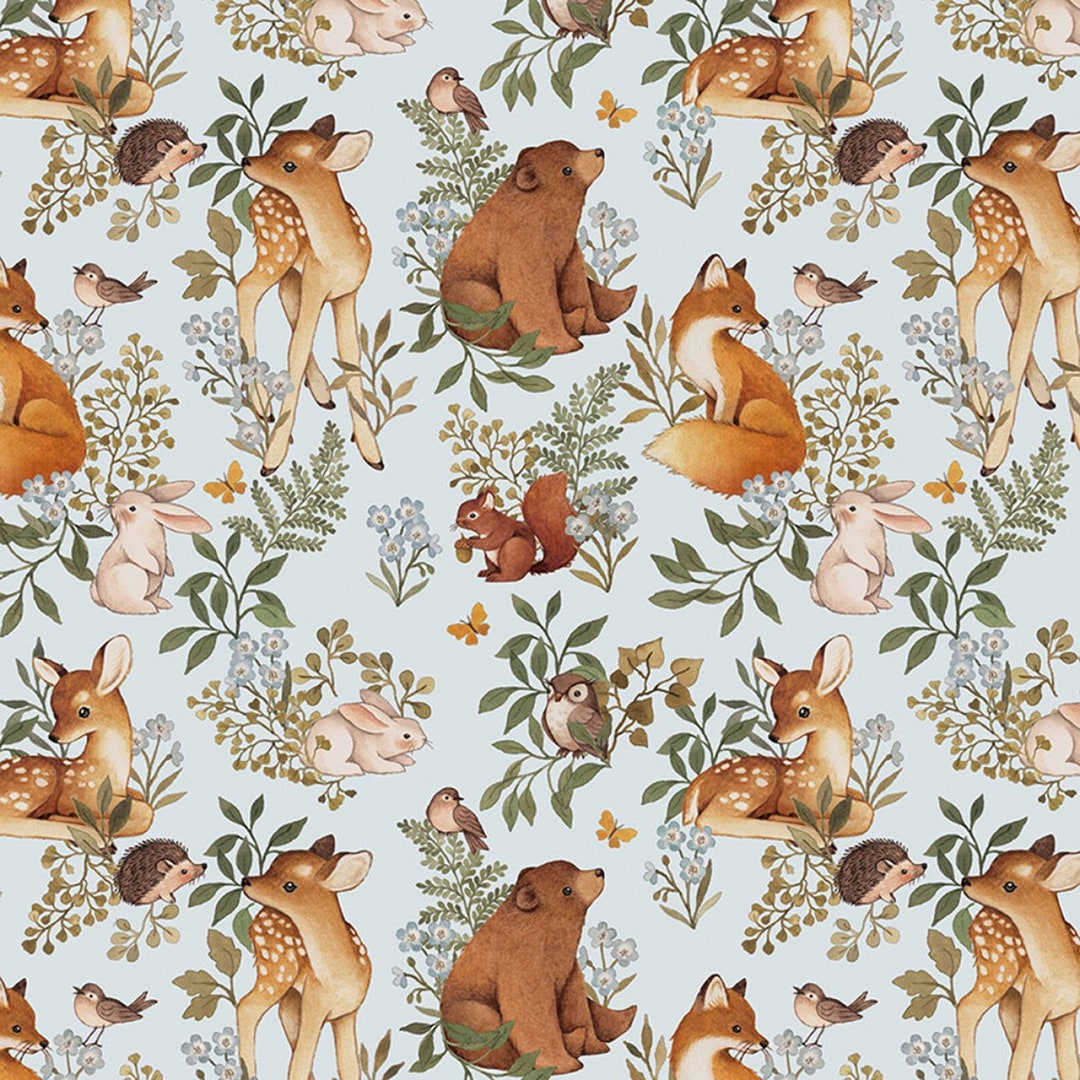 Woodland Baby Animals Mist From Forest Dreams by Nina Stajner for Dear Stella Collection ...