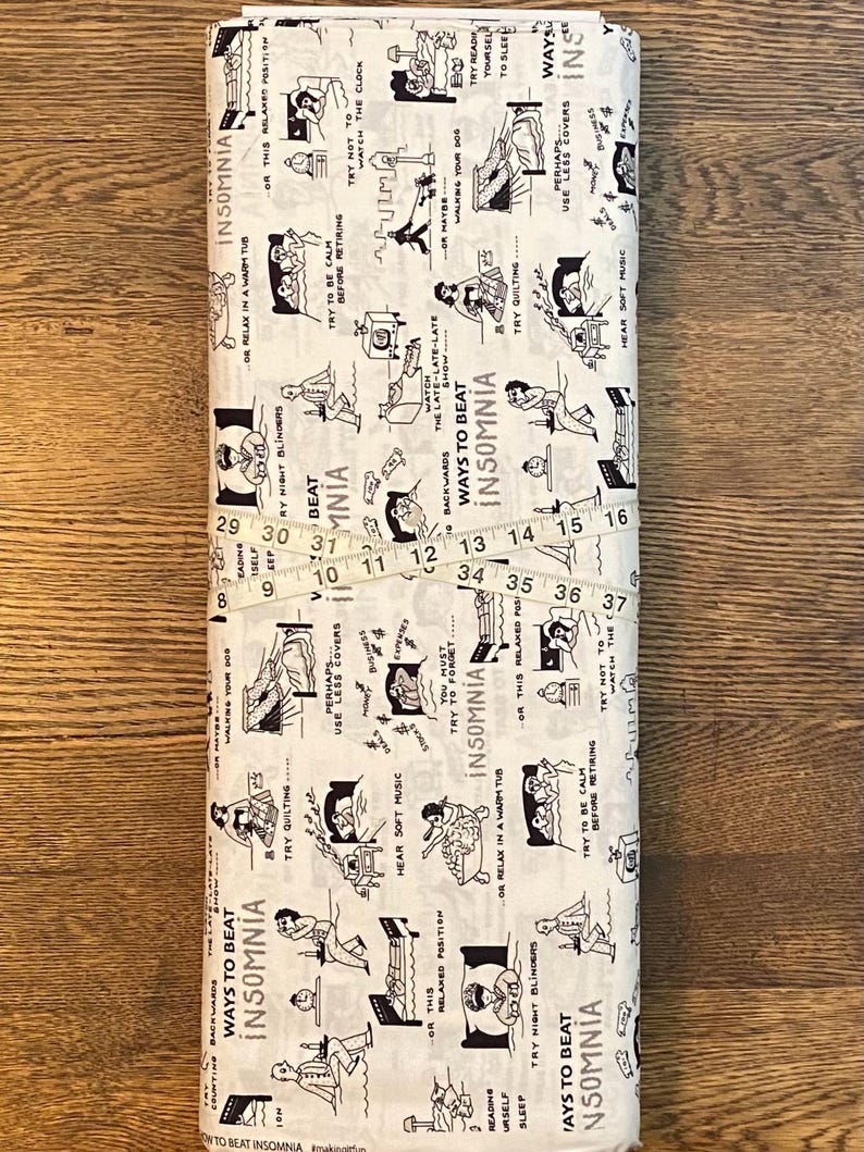 How to Beat Insomnia White Quilt Cotton Fabric From Insomnia by MMF ...