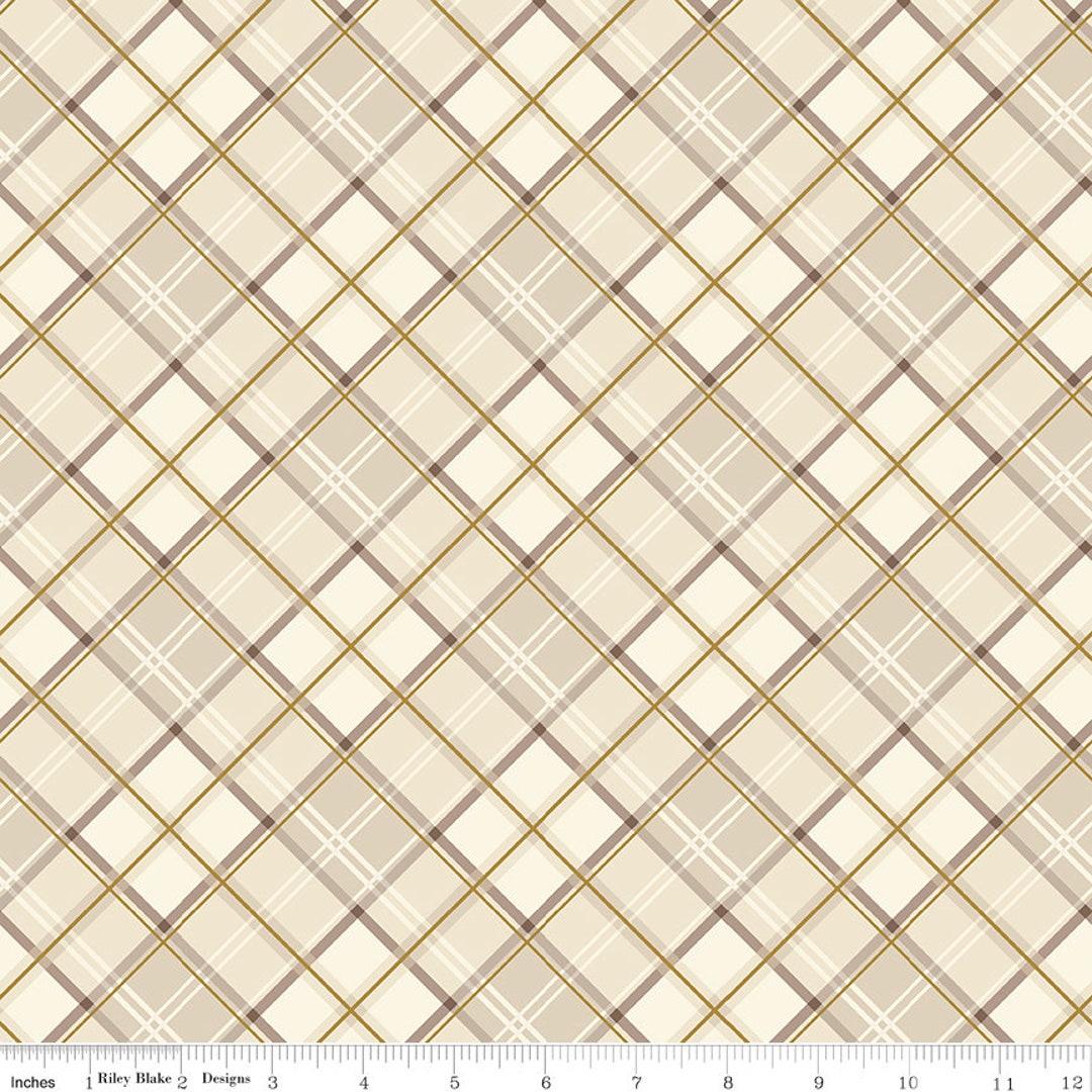 Taupe Plaid Metallic Sparkle Quilt Cotton Fabric - Shades of Autumn by ...