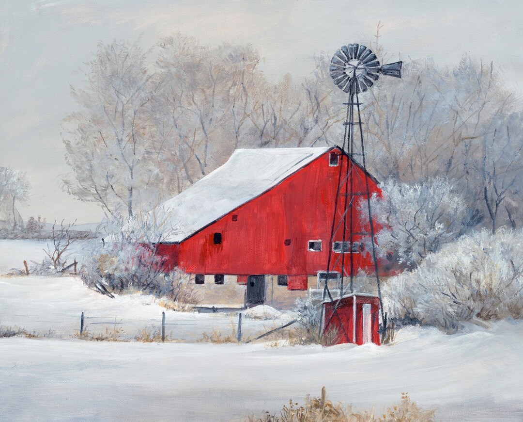 Winter Red Barn Quilt Cotton Fabric Panel Digitally Printed - Etsy