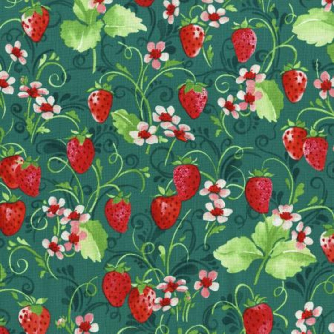 Strawberry Pie Radiant Juniper Metallic Quilt Cotton Fabric From Sugar ...