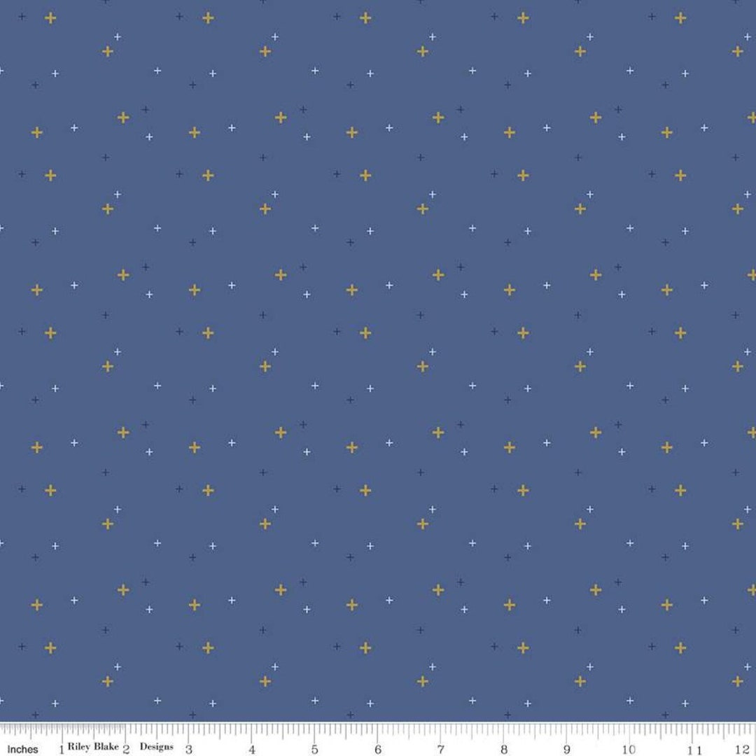 Sparkler Dark Denim Quilt Cotton Fabric by Melissa Mortenson for Riley ...