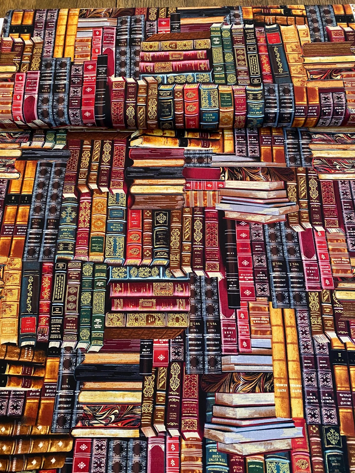 Stacked Library Books Cotton Fabric - Timeless Treasures #CM8214-MLT ...