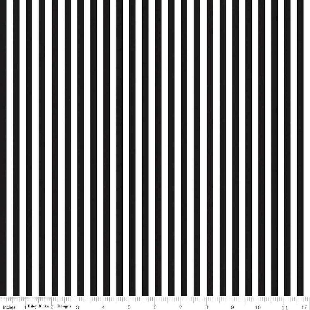 1/4" Black/white Stripe Cotton Fabric - Riley Blake #C555-BLACK ...