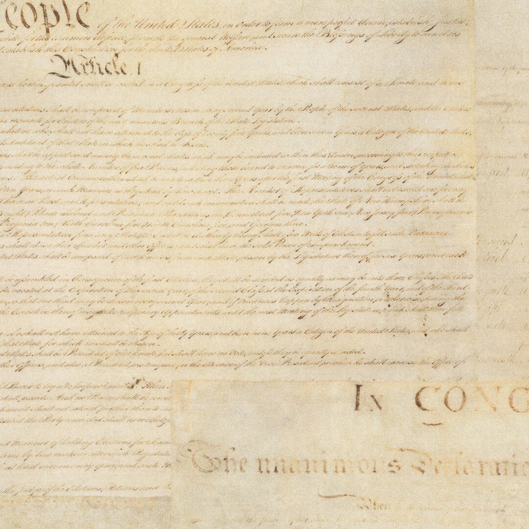 Antique Patriotic Constitution Script Quilt Cotton Fabric From Patriots ...