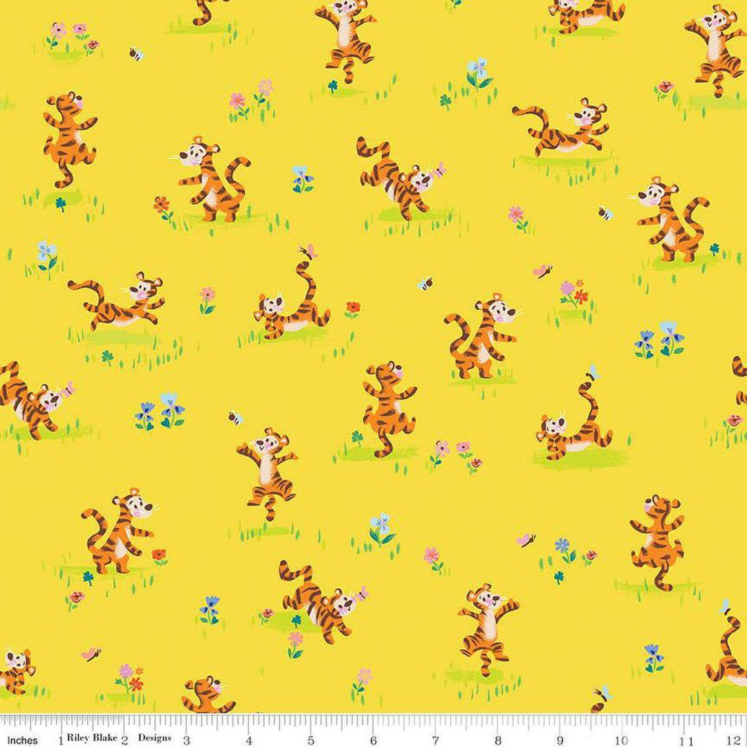 Tigger Bounce Yellow Quilt Cotton Fabric From 100 Aker Woods by Jill ...