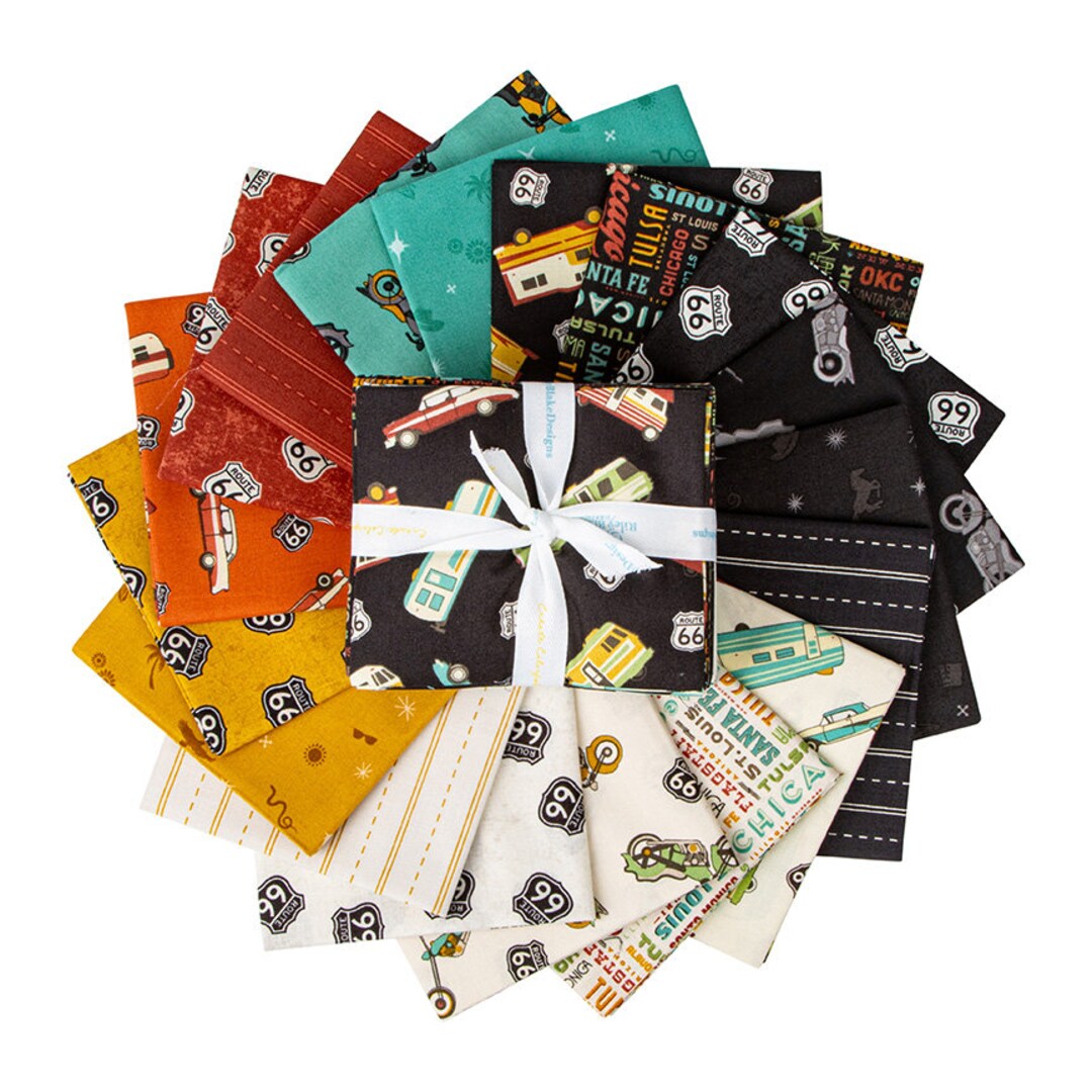18 Piece Route 66 Quilt Cotton Fat Quarter Fabric Bundle by Anderson ...
