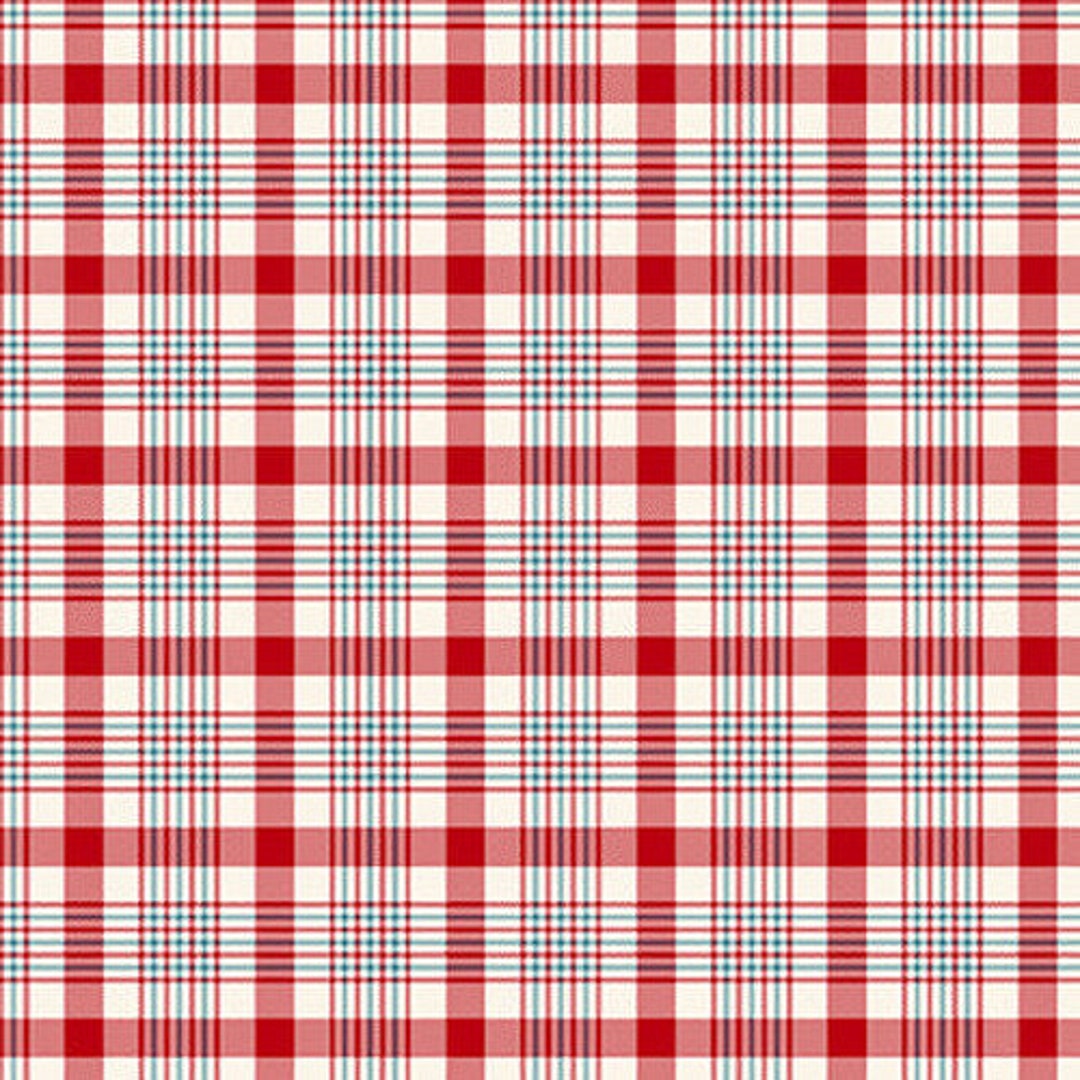 Printed Small Red Teal Plaid Quilt Cotton Fabric From Winter in ...