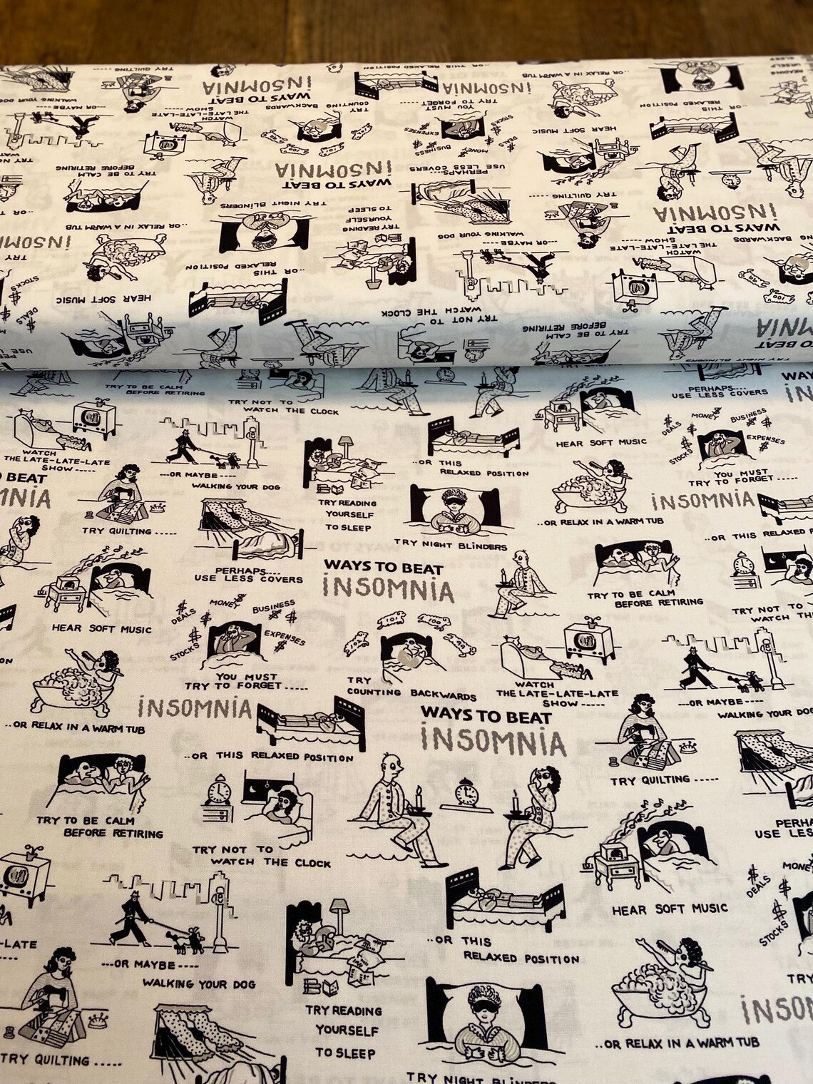 How to Beat Insomnia White Quilt Cotton Fabric From Insomnia by MMF ...