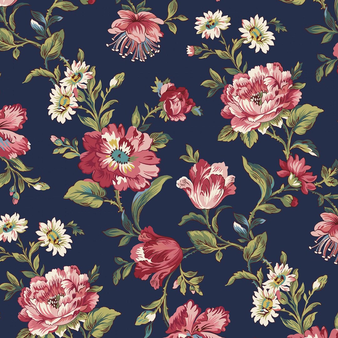 Bold Bloom Floral Quilt Cotton Fabric From Midnight Meadow by ...