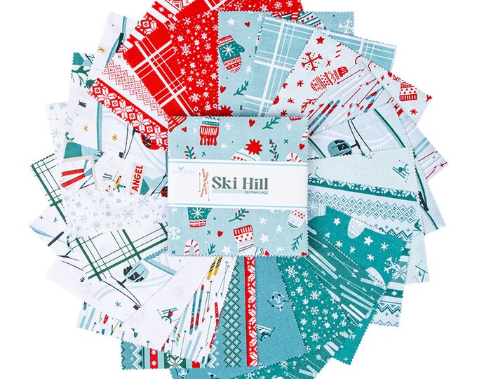 Ski Hill 5" Stacker Winter Quilt Cotton Charm Pack by Corinne Wells for ...